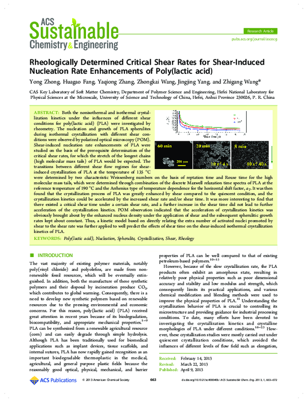 (PDF) Rheologically Determined Critical Shear Rates for Shear-Induced ...