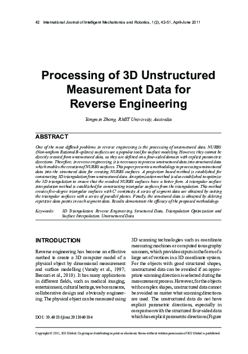 (PDF) Processing of 3D Unstructured Measurement Data for Reverse ...