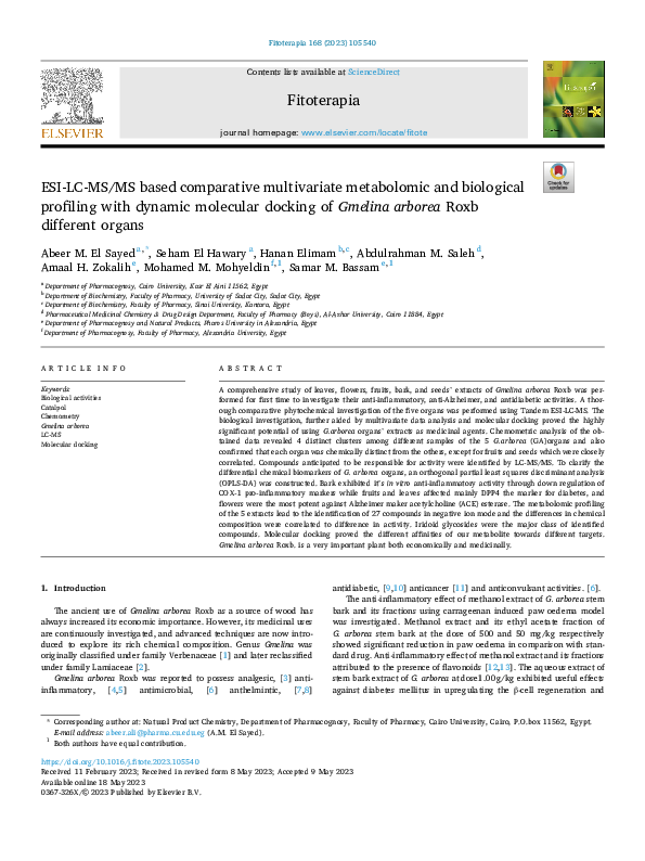 (PDF) ESI-LC-MS/MS based comparative multivariate metabolomic and biological profiling with ...