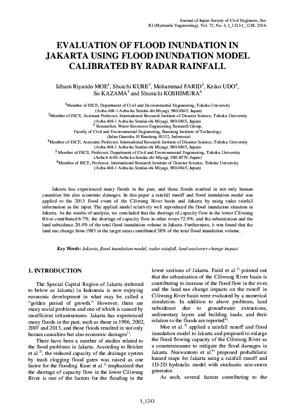 (PDF) Evaluation of Flood Inundation in Jakarta Using Flood Inundation Model Calibrated by Radar ...