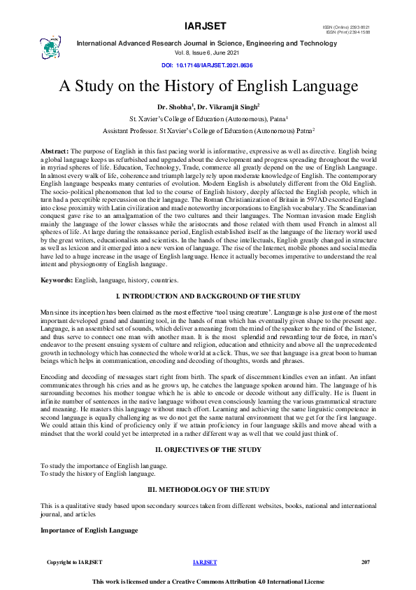 (PDF) A Study on the History of English Language
