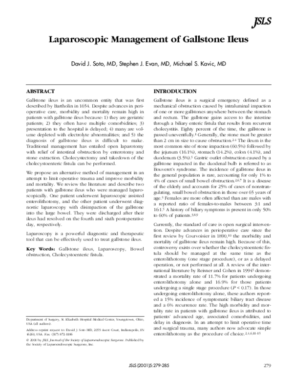 (PDF) Laparoscopic Management of Gallstone Ileus