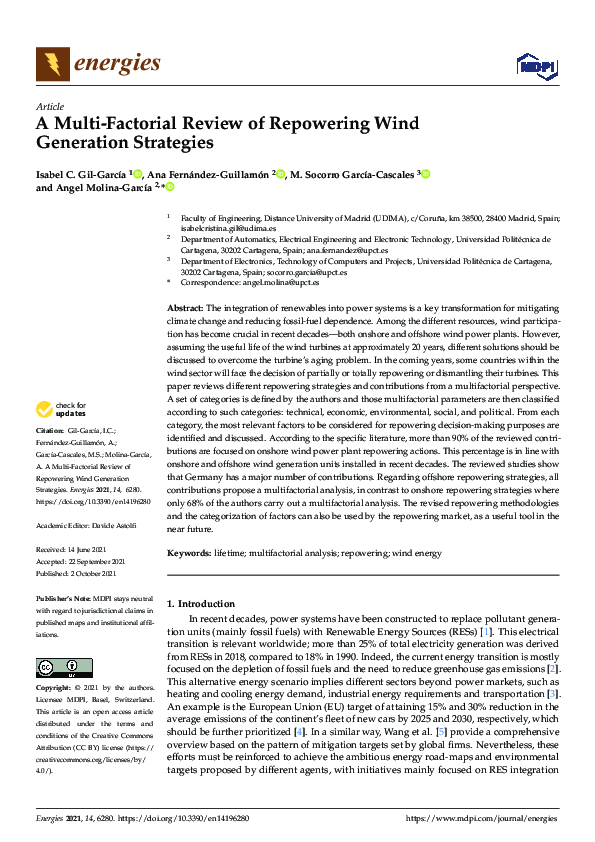 (PDF) A Multi-Factorial Review of Repowering Wind Generation Strategies