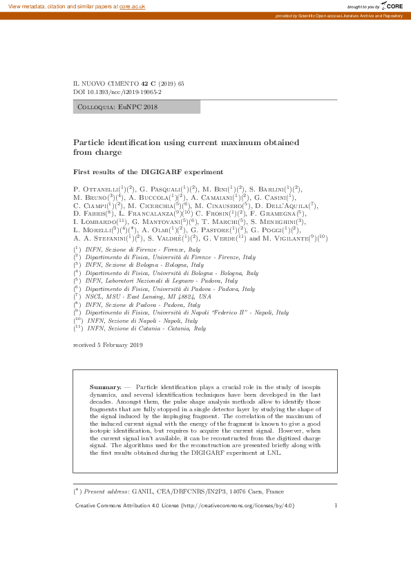 (PDF) Particle identification using current maximum obtained from charge