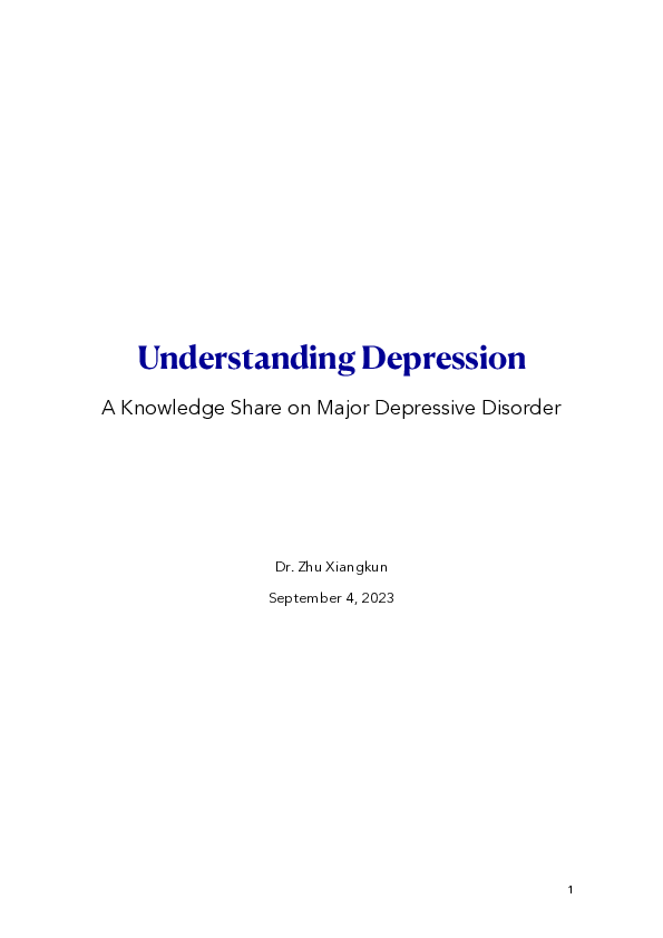 (PDF) Understanding Depression A Knowledge Share on Major Depressive Disorder