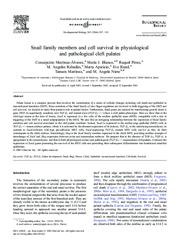 (PDF) Snail family members and cell survival in physiological and ...