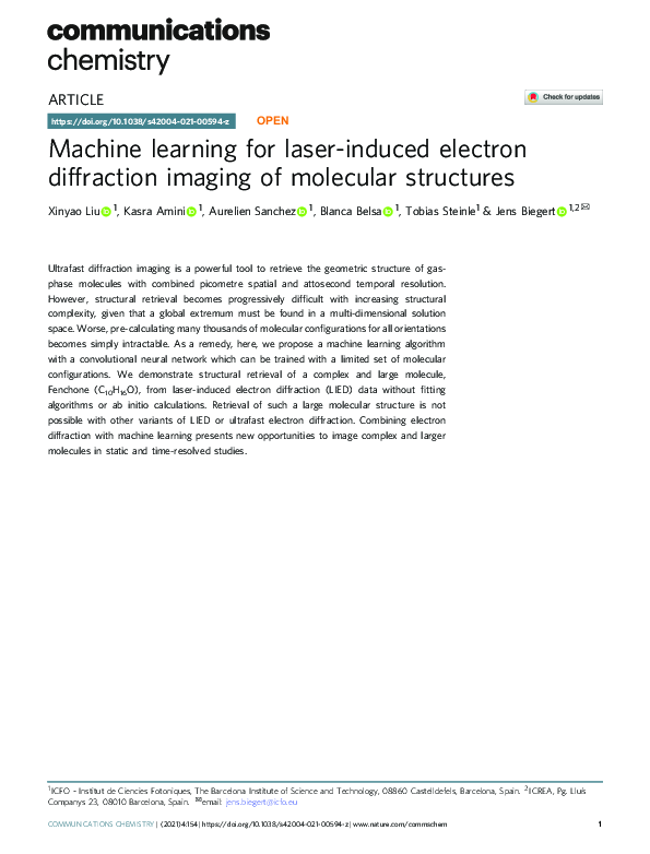 (PDF) Machine learning for laser-induced electron diffraction imaging ...
