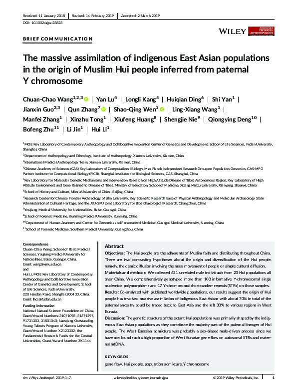 (PDF) The massive assimilation of indigenous East Asian populations in ...