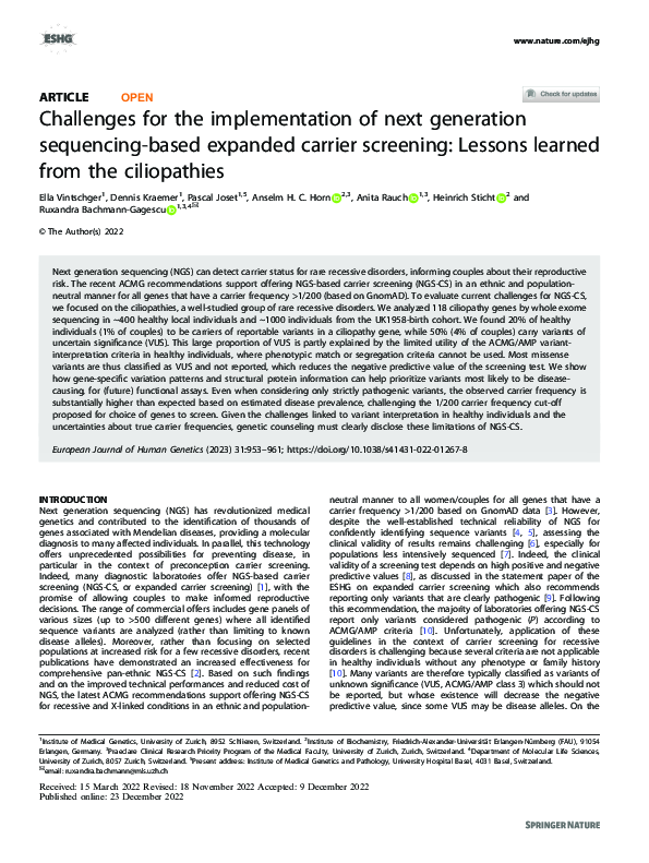 (PDF) Challenges for the implementation of next generation sequencing ...