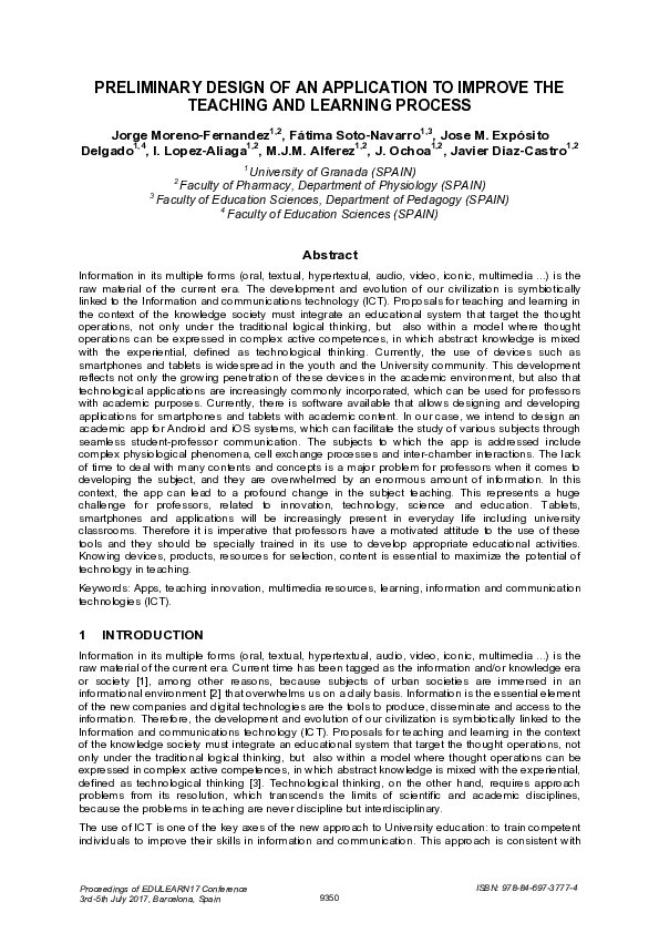 (PDF) Preliminary Design of an Application to Improve the Teaching and Learning Process | Julio ...