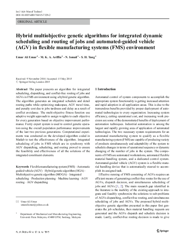 (PDF) Hybrid multiobjective genetic algorithms for integrated dynamic scheduling and routing of ...