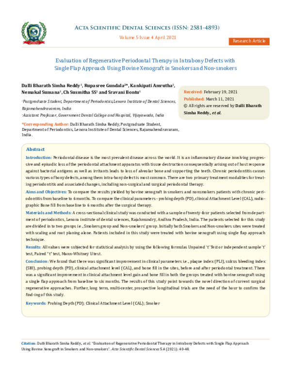 (PDF) Evaluation of Regenerative Periodontal Therapy in Intrabony ...