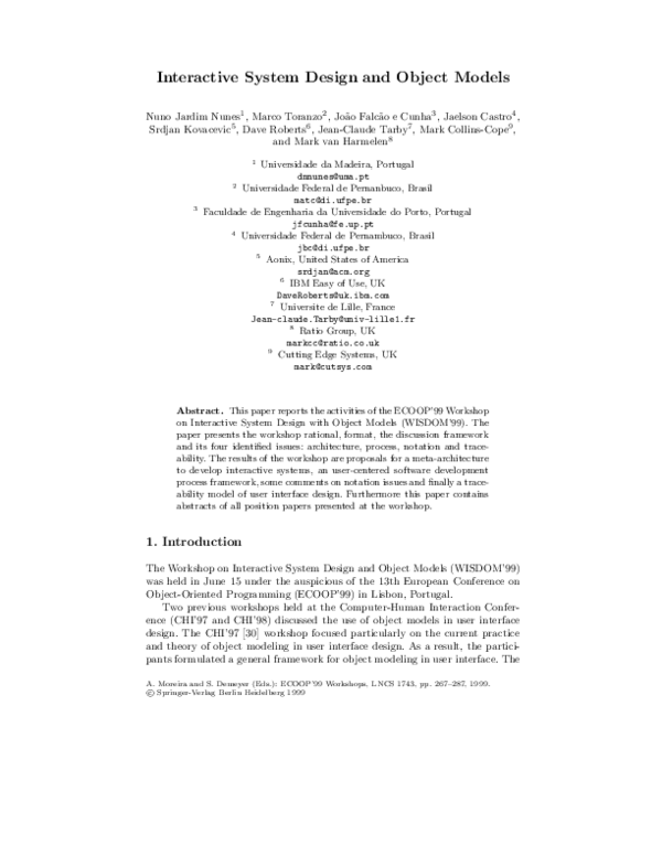 (PDF) Interactive System Design and Object Models