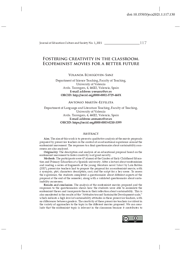 (PDF) Fostering creativity in the classroom