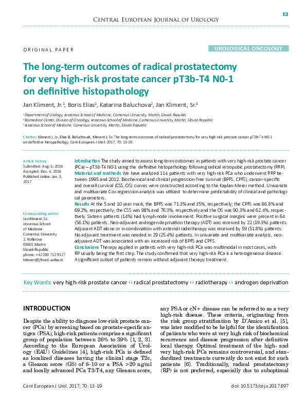 (PDF) The long-term outcomes of radical prostatectomy for very high ...