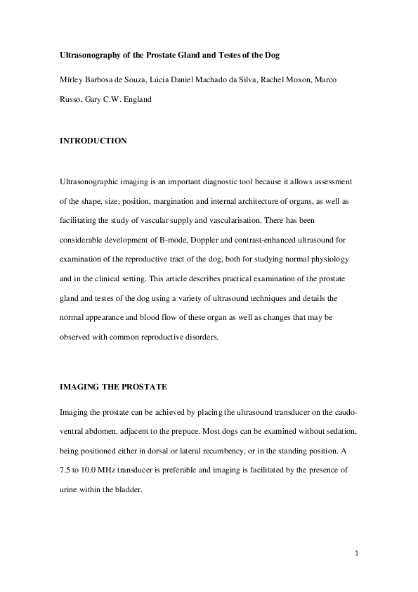 (PDF) Ultrasonography of the prostate gland and testes in dogs