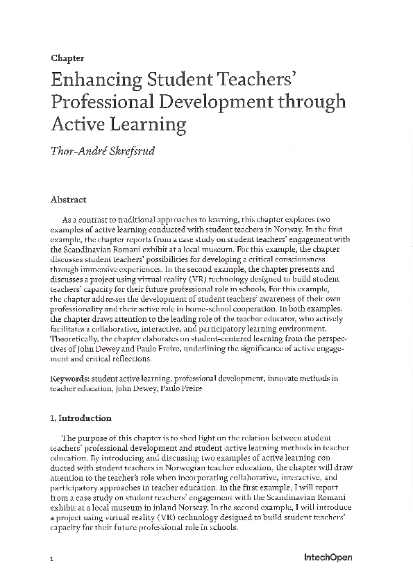 (PDF) Enhancing Student Teachers’ Professional Development through Active Learning