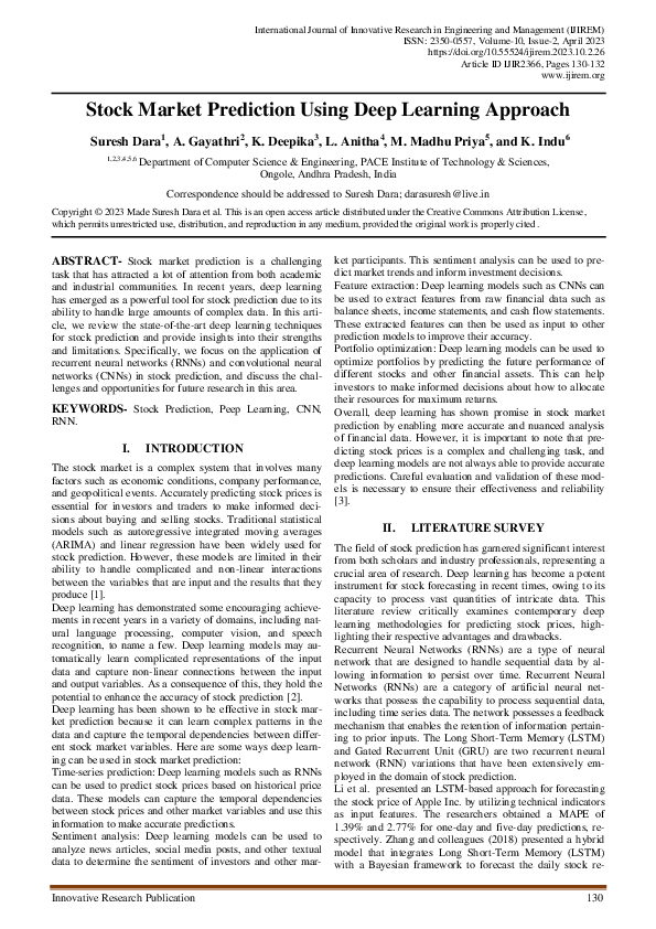 (PDF) Stock Market Prediction Using Deep Learning Approach