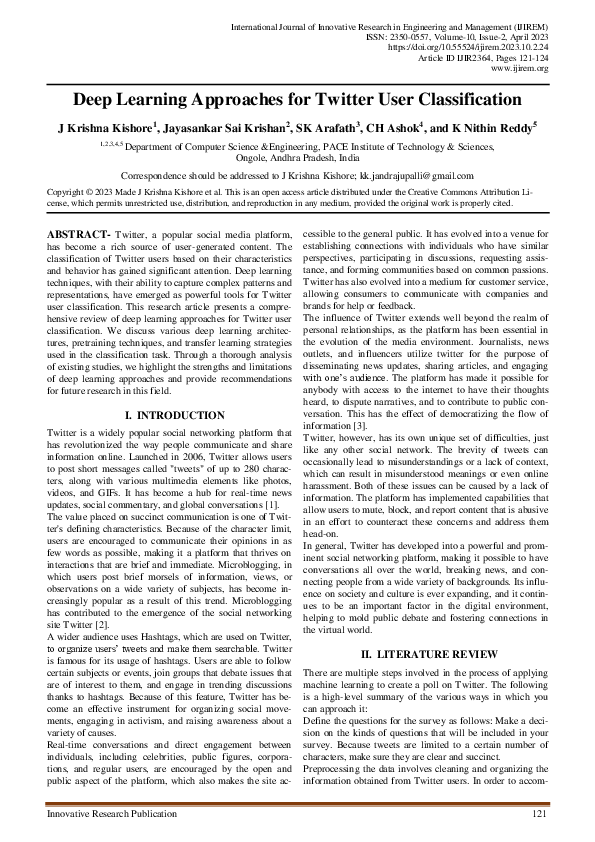 (PDF) Deep Learning Approaches for Twitter User Classification