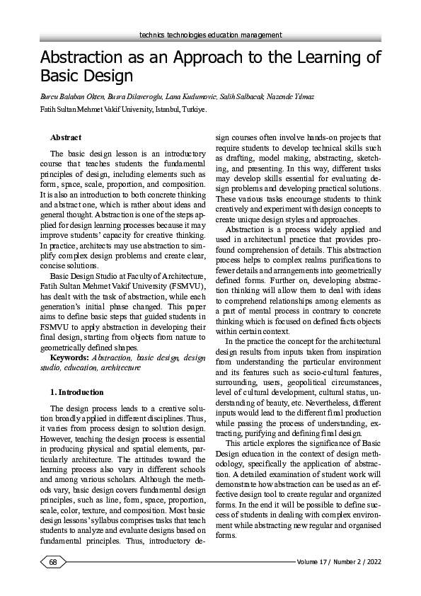 (PDF) Abstraction as an Approach to the Learning of Basic Design