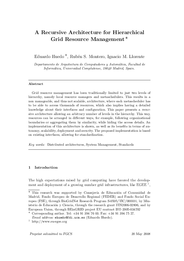 (PDF) A recursive architecture for hierarchical grid resource management