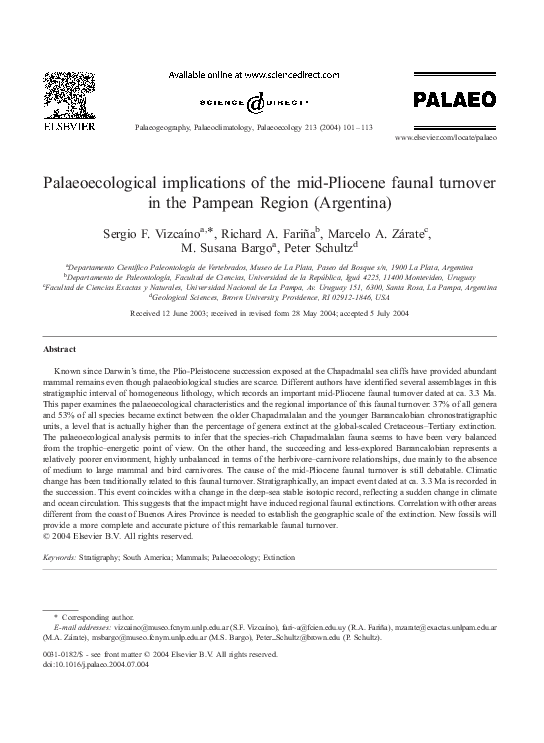 (PDF) Palaeoecological implications of the mid-Pliocene faunal turnover ...