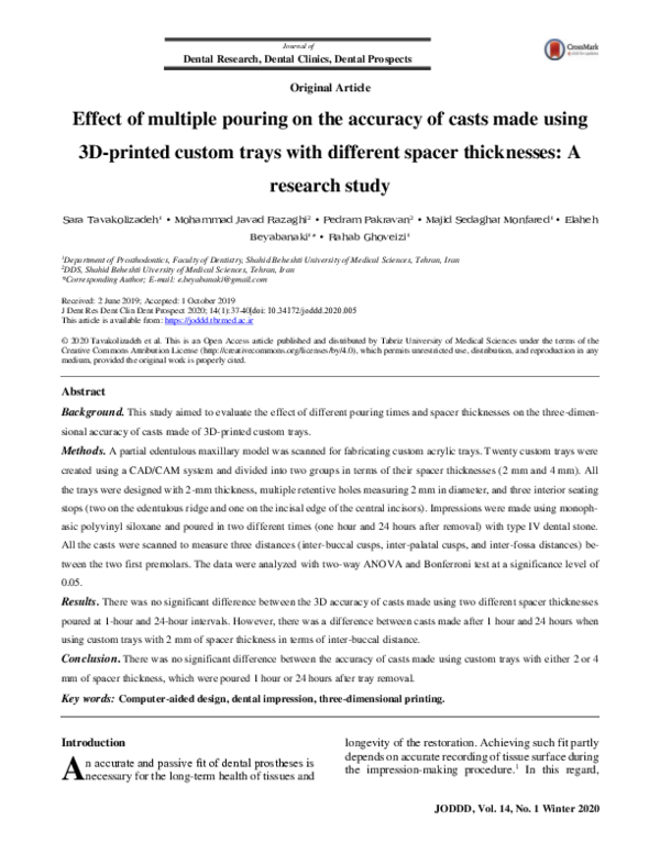 (PDF) Effect of multiple pouring on the accuracy of casts made using 3D ...