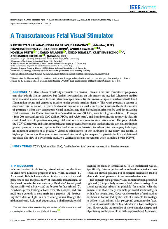 (PDF) A Transcutaneous Fetal Visual Stimulator