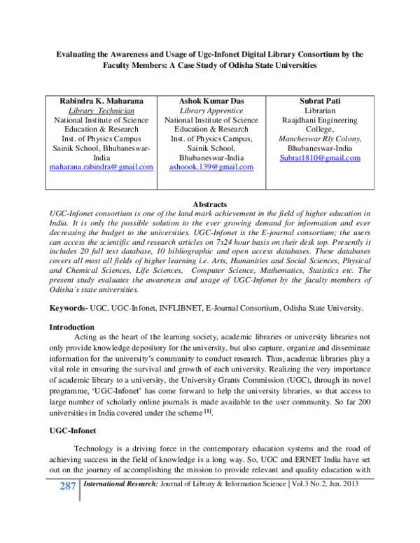 (PDF) Evaluating the Awareness and Usage of Ugc-Infonet Digital Library ...