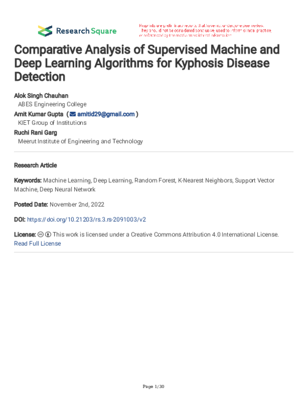 (PDF) Comparative Analysis of Supervised Machine and Deep Learning Algorithms for Kyphosis ...