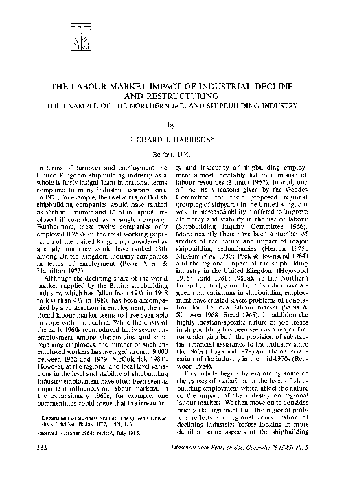 (PDF) The Labour Market Impact of Industrial Decline and Restructuring ...