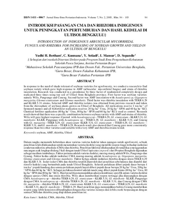 (PDF) Introduksi Pasangan Cma Dan Rhizobia Indigenous Untuk Peningkatan ...