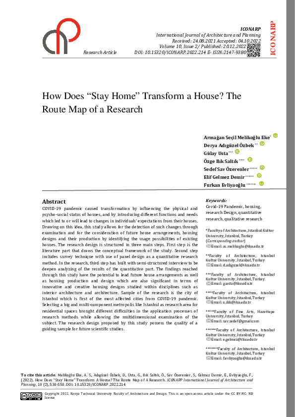 (PDF) How Does “Stay Home” Transform a House The Route Map of a Research