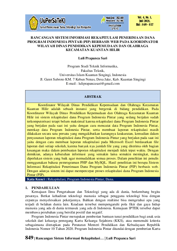 (PDF) Rancangan Sistem Informasi Rekapitulasi Penerimaan Dana Program ...