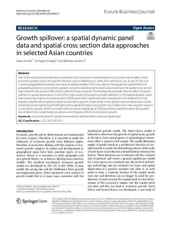 (PDF) Growth spillover: a spatial dynamic panel data and spatial cross section data approaches ...