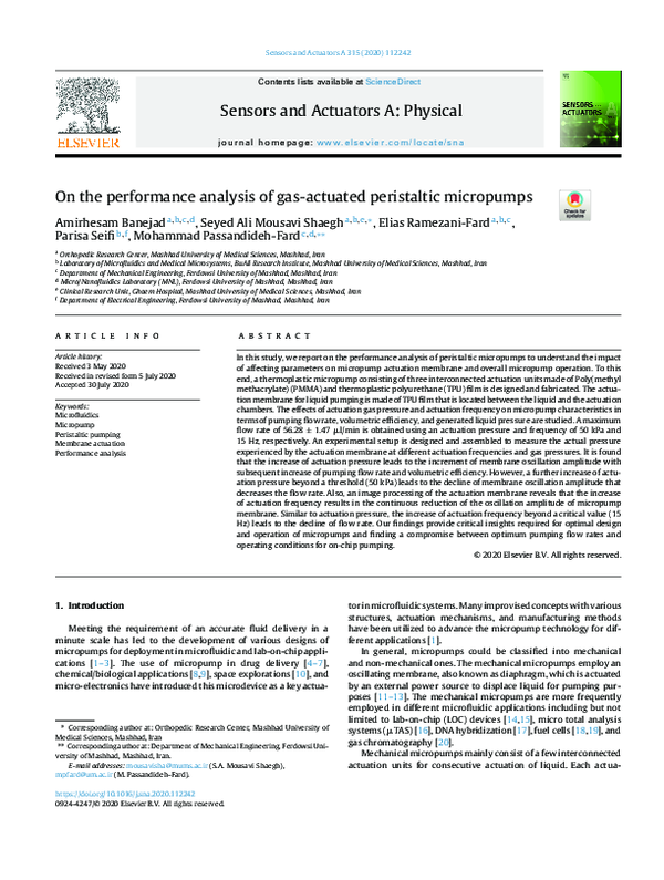 (PDF) On the performance analysis of gas-actuated peristaltic micropumps