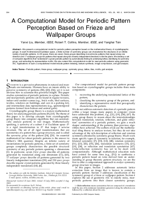 (PDF) A computational model for periodic pattern perception based on frieze and wallpaper groups