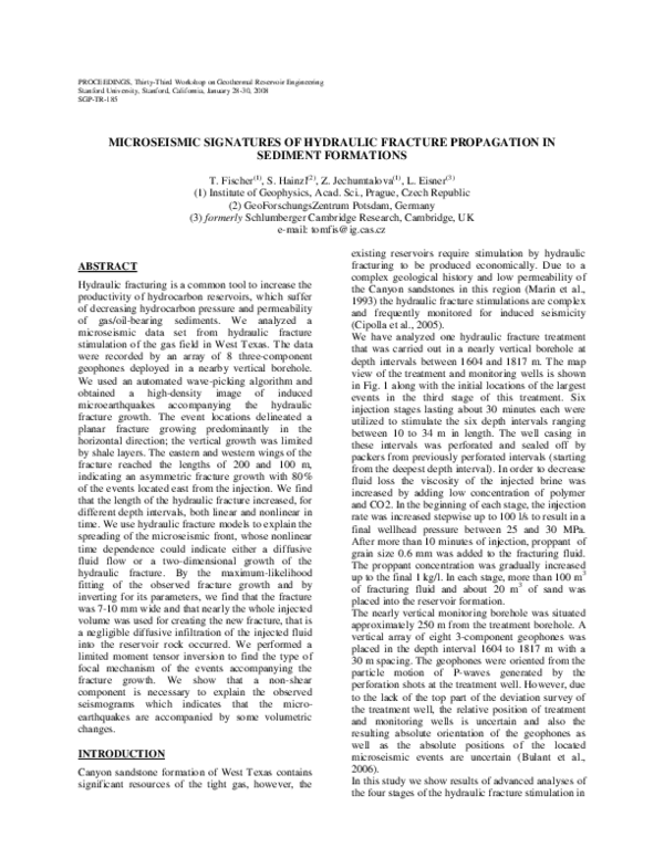 (PDF) Microseismic signatures of hydraulic fracture growth in sediment formations: Observations ...