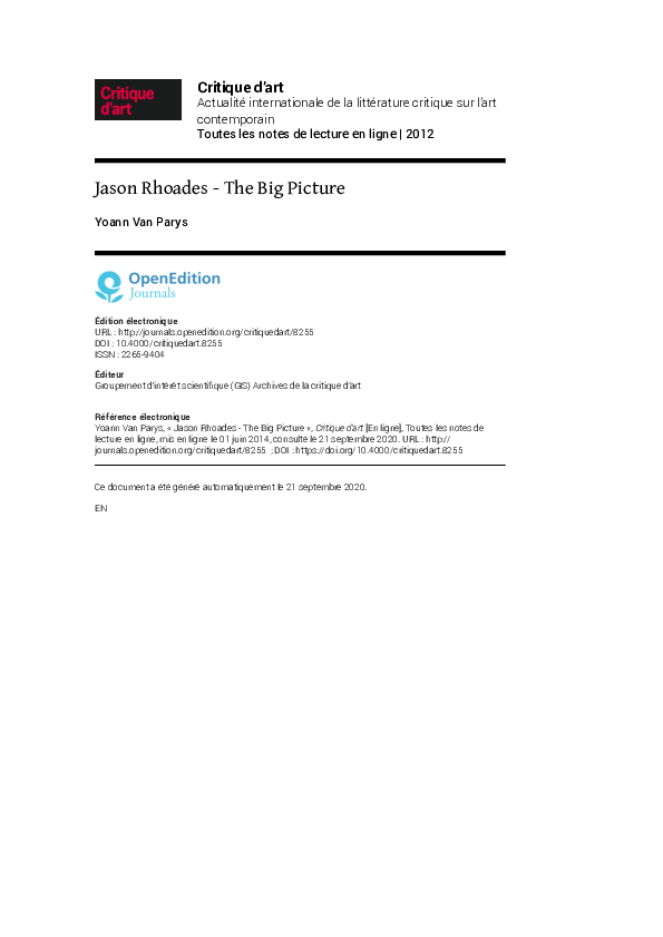 (PDF) Jason Rhoades - The Big Picture