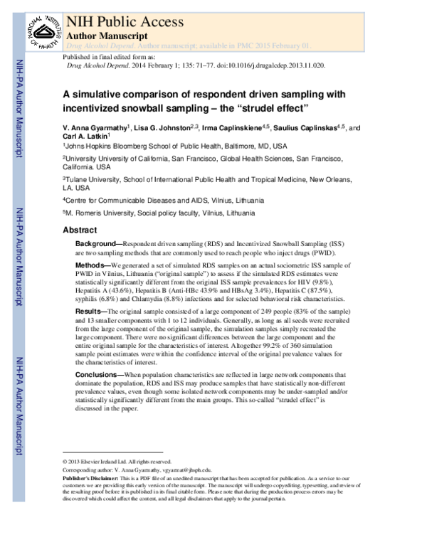 (PDF) A simulative comparison of respondent driven sampling with ...