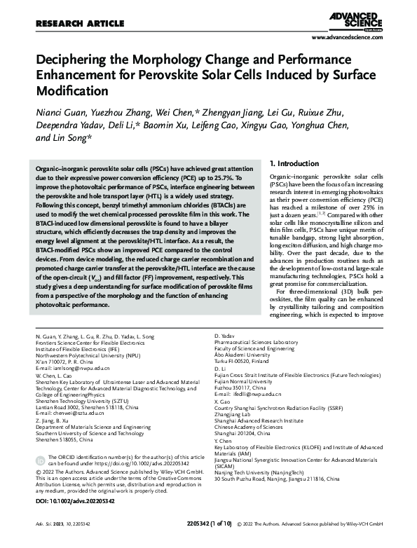 (PDF) Deciphering the Morphology Change and Performance Enhancement for Perovskite Solar Cells ...