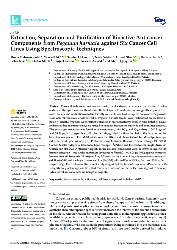 Pdf Extraction Separation And Purification Of Bioactive Anticancer