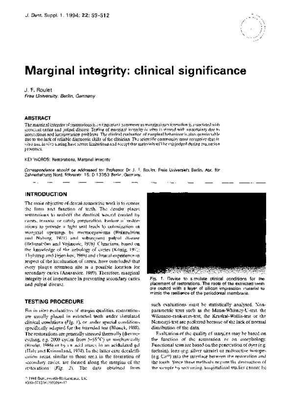 Marginal integrity: clinical significance