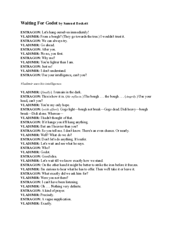 (PDF) Waiting for Godot by Samuel Beckett