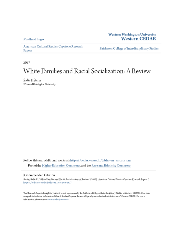 (PDF) White Families and Racial Socialization: A Review