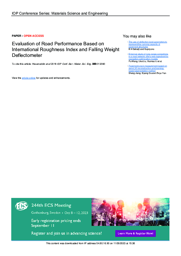 (PDF) Evaluation of Road Performance Based on International Roughness ...