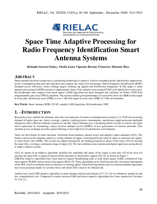 Pdf Space Time Adaptive Processing For Radio Frequency Identification