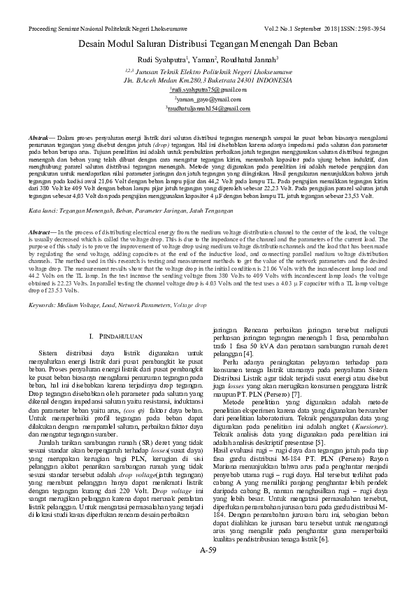 (PDF) Desain Modul Saluran Distribusi Tegangan Menengah Dan Beban