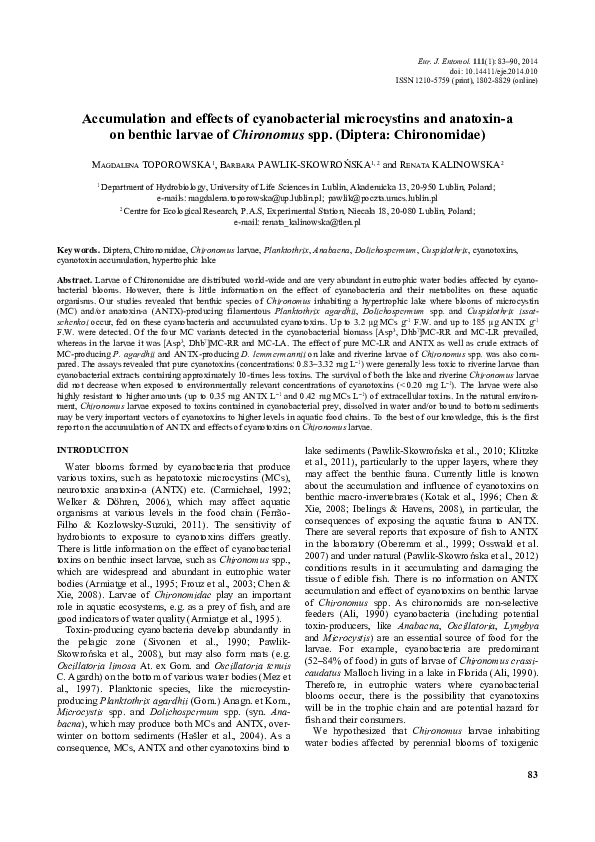 (PDF) Accumulation and effects of cyanobacterial microcystins and ...