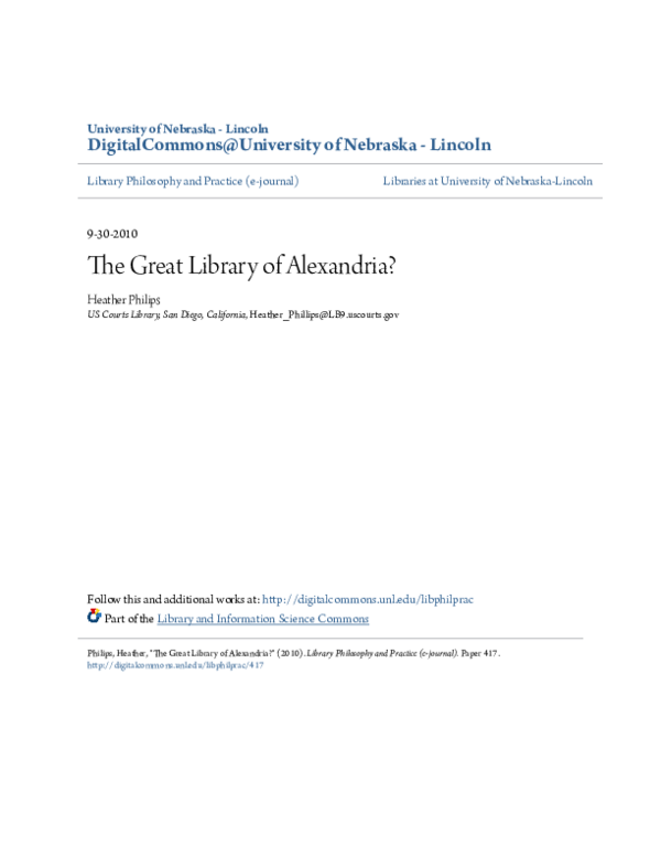 (PDF) The Great Library of Alexandria?